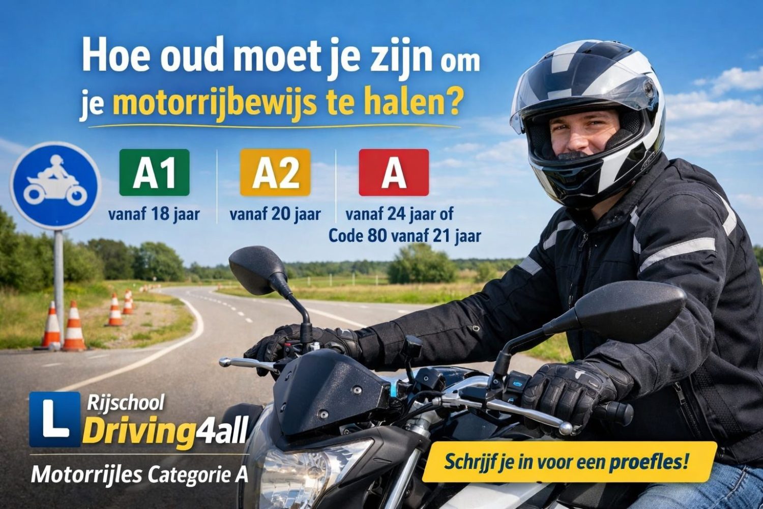 Hoe oud moet je zijn voor je motorrijbewijs? | Rijschool Driving4all